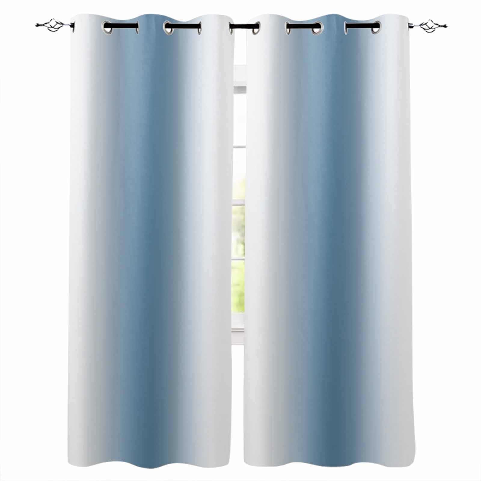 Blue White Ombre Blackout Curtains 45 Inches Long,Thermal Insualted ...