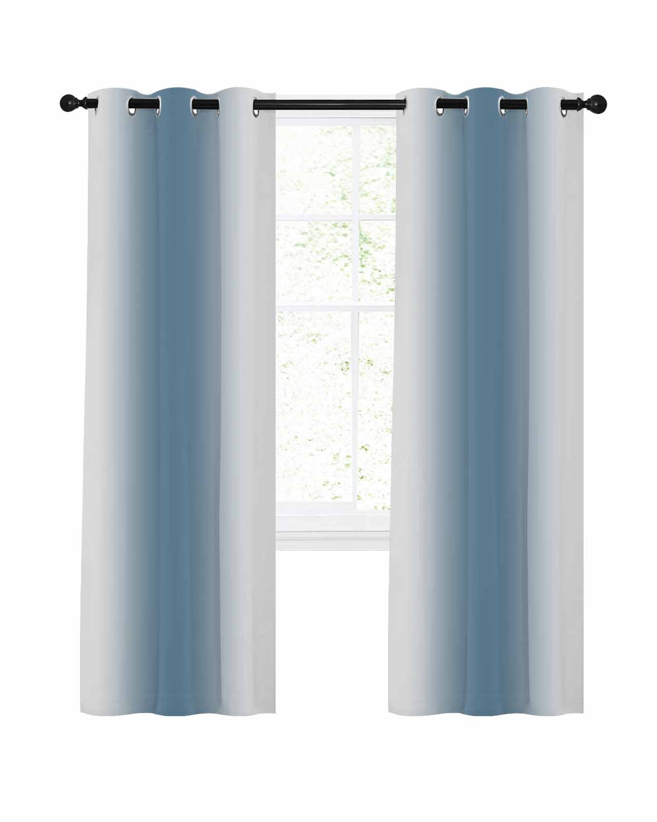 Blue White Ombre Blackout Curtains, Light Blocking Print Window ...