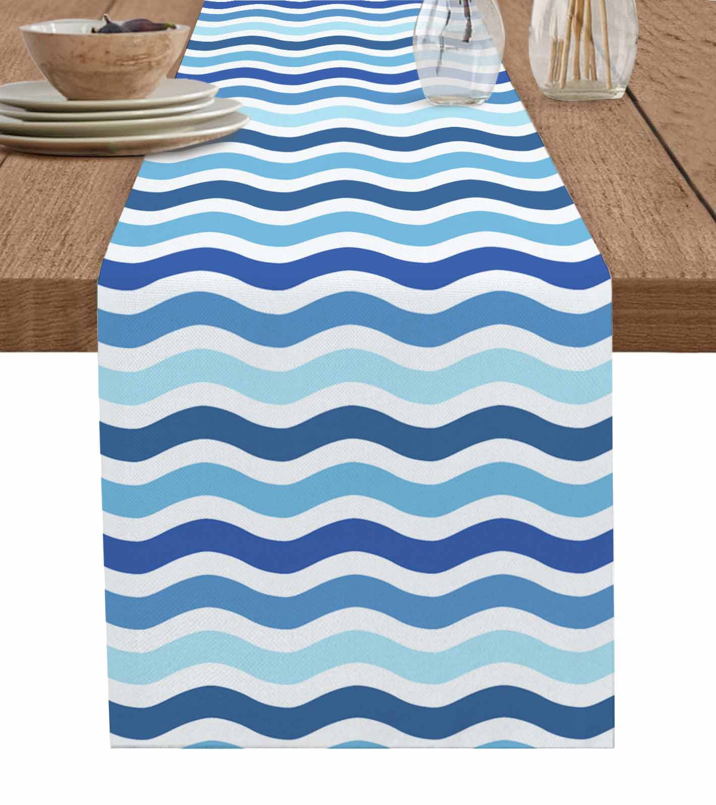 Blue White Ombre Burlap Cotton Table Runner 13x60 Inches Long, Modern ...