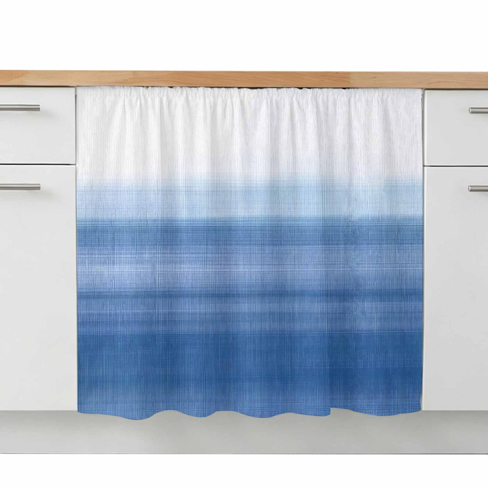 Blue White Ombre Cabinet Curtains 28"W x 35"L,Dustproof Sink Skirt ...
