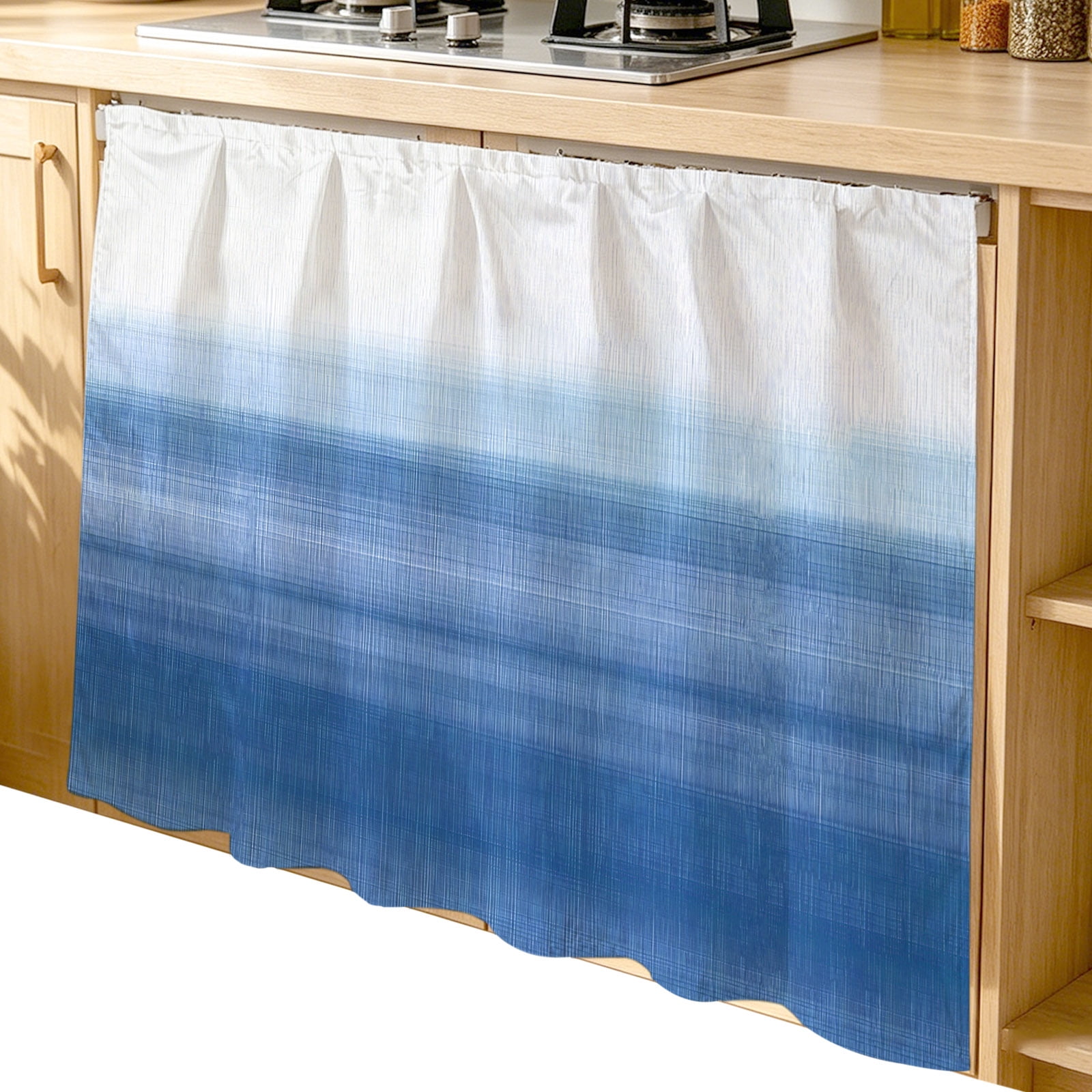 Blue White Ombre Cabinet Curtains 35"W x 35"L,Dustproof Sink Skirt ...