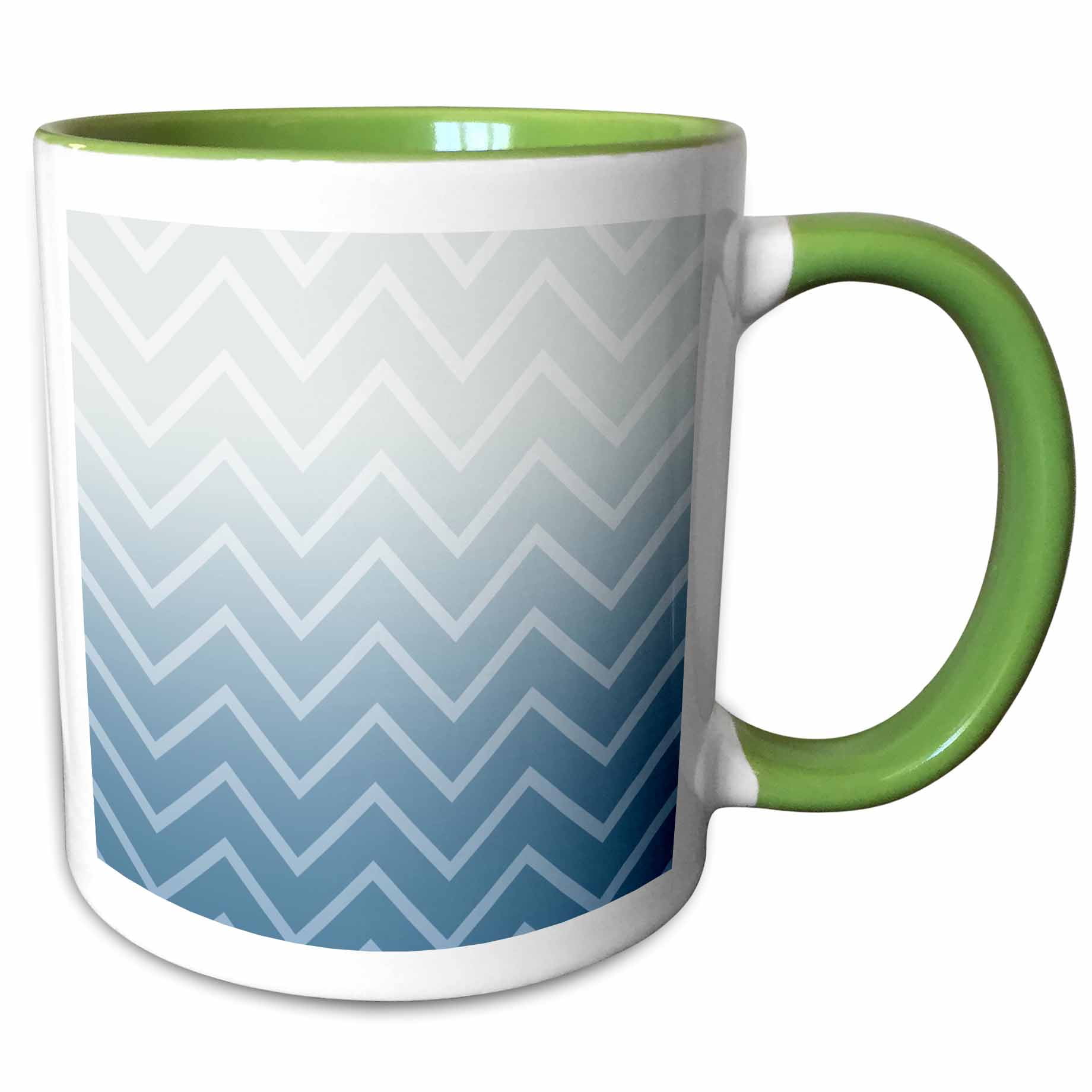 Blue White Ombre Chevron 11oz Two-Tone Green Mug mug-192773-7 - Walmart.com