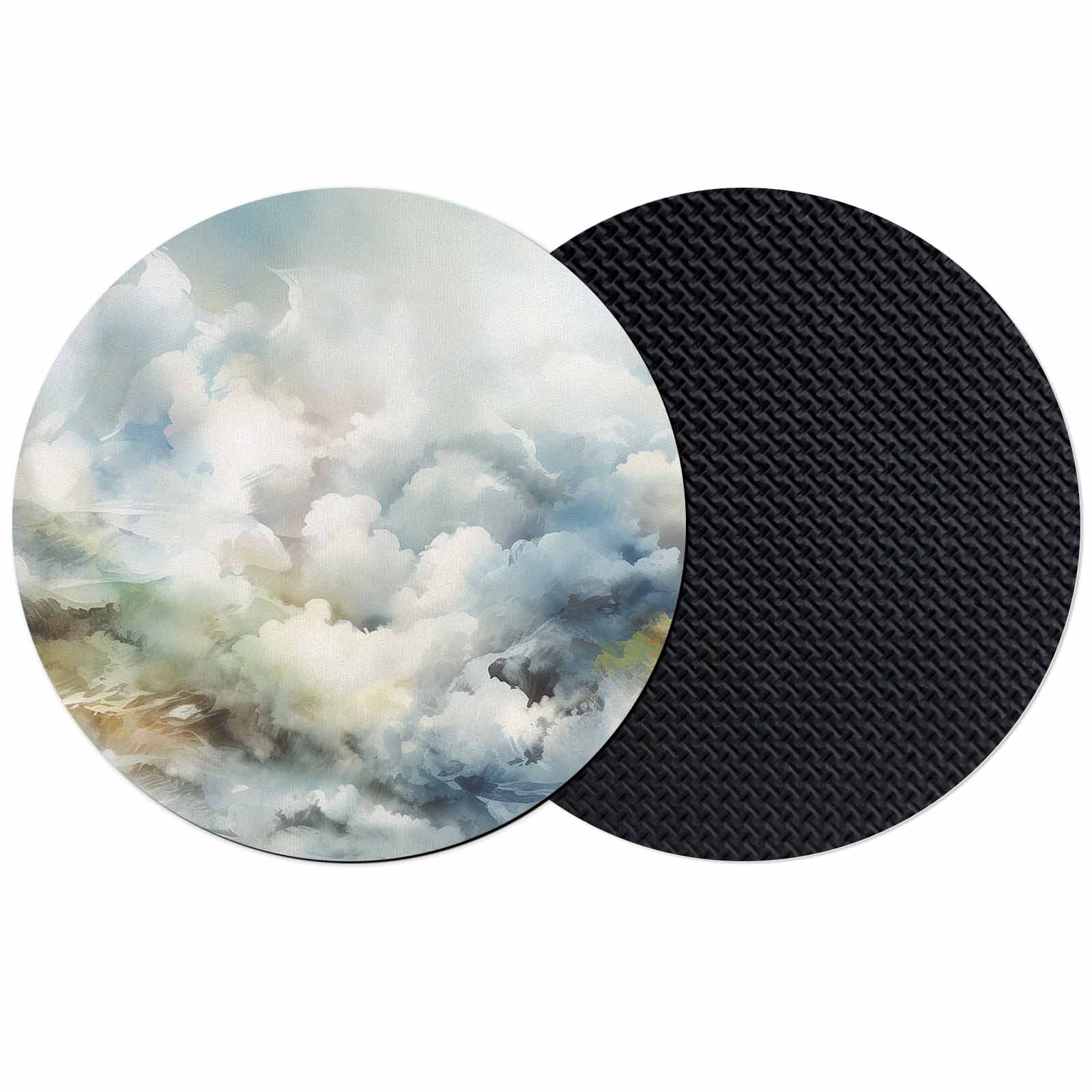 Blue White Ombre Coasters Set of 2, Watercolor Cloud Geometric Abstract ...