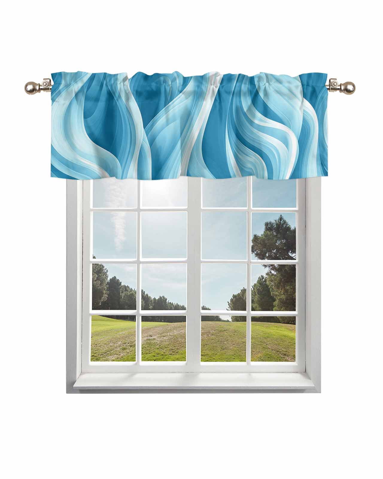 Blue White Ombre Curtain Valance for Windows/Living Room/Kitchen ...