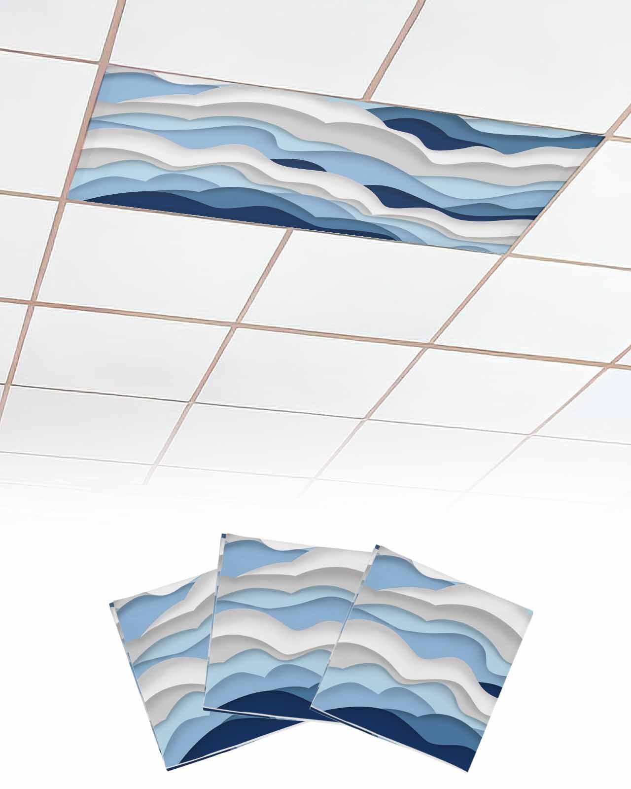 Blue White Ombre Fluorescent Light Covers for Ceiling Lights 4x2 feet,3 ...