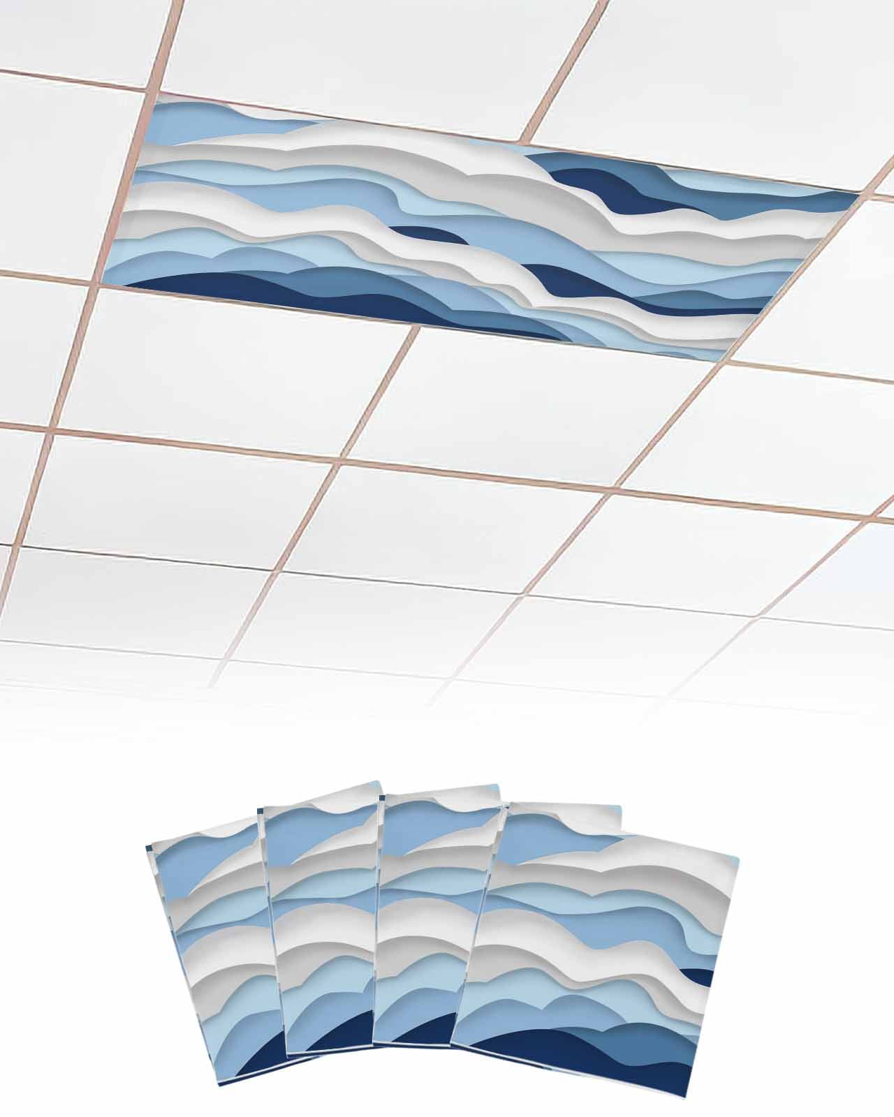 Blue White Ombre Fluorescent Light Covers for Ceiling Lights 4x2 feet,4 ...