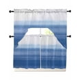 Blue White Ombre Kitchen Curtain and Valance Set 3 Pieces,Rod Pocket ...