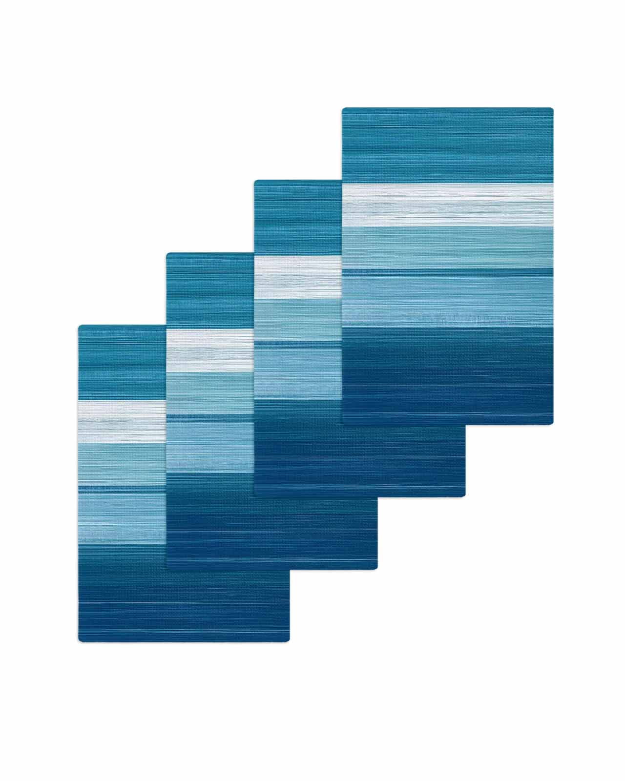 Blue White Ombre Kitchen Dish Towels for Drying Dishes Set of 4, Modern Gradient Abstract ...