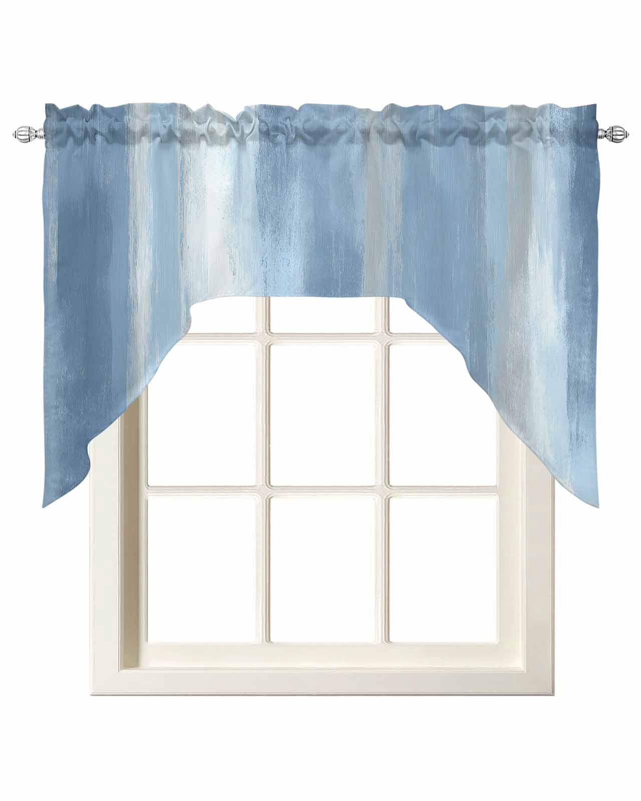 Blue White Ombre Kitchen Swag Valances for Windows, Modern Abstract ...