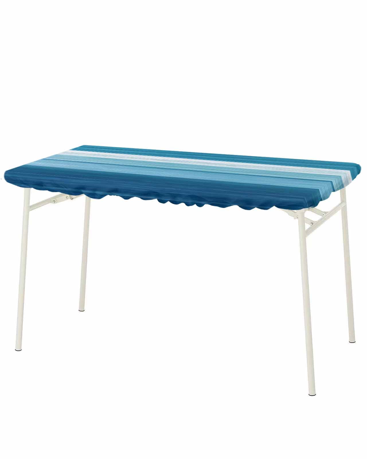 Blue White Ombre Rectangle Tablecloth, Waterproof Elastic Fitted Table ...