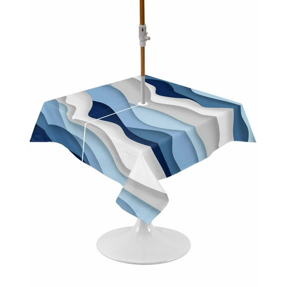 Blue White Ombre Square Outdoor Tablecloth, Waterproof Table Cloth ...