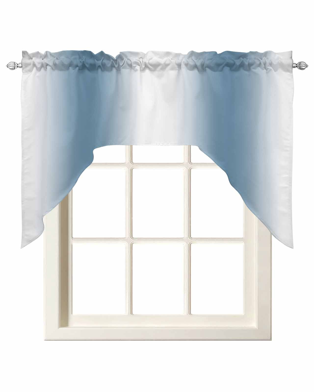 Blue White Ombre Swag Curtains for Kitchen Modern Abstract Art ...