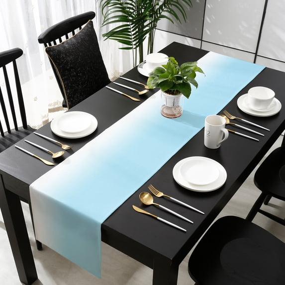 Blue White Ombre Table Runner 120 Inches Long - Gradient Color Modern ...