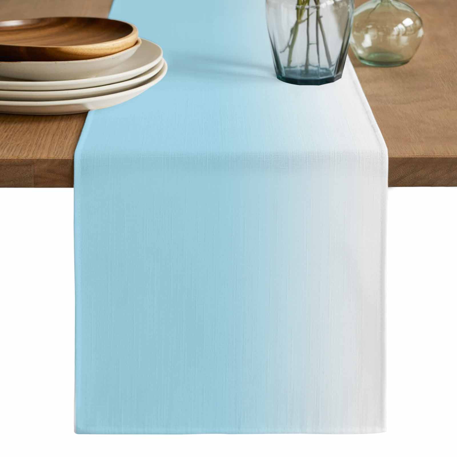 Blue White Ombre Table Runner, Gradient Color Modern Abstract Art ...