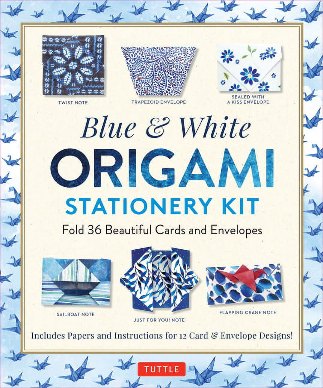 Blue & White Origami Stationery Kit: Fold 36 Beautiful Cards and ...