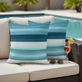 Blue White Outdoor Throw Pillow Covers Set of 2, Gradient Stripe ...