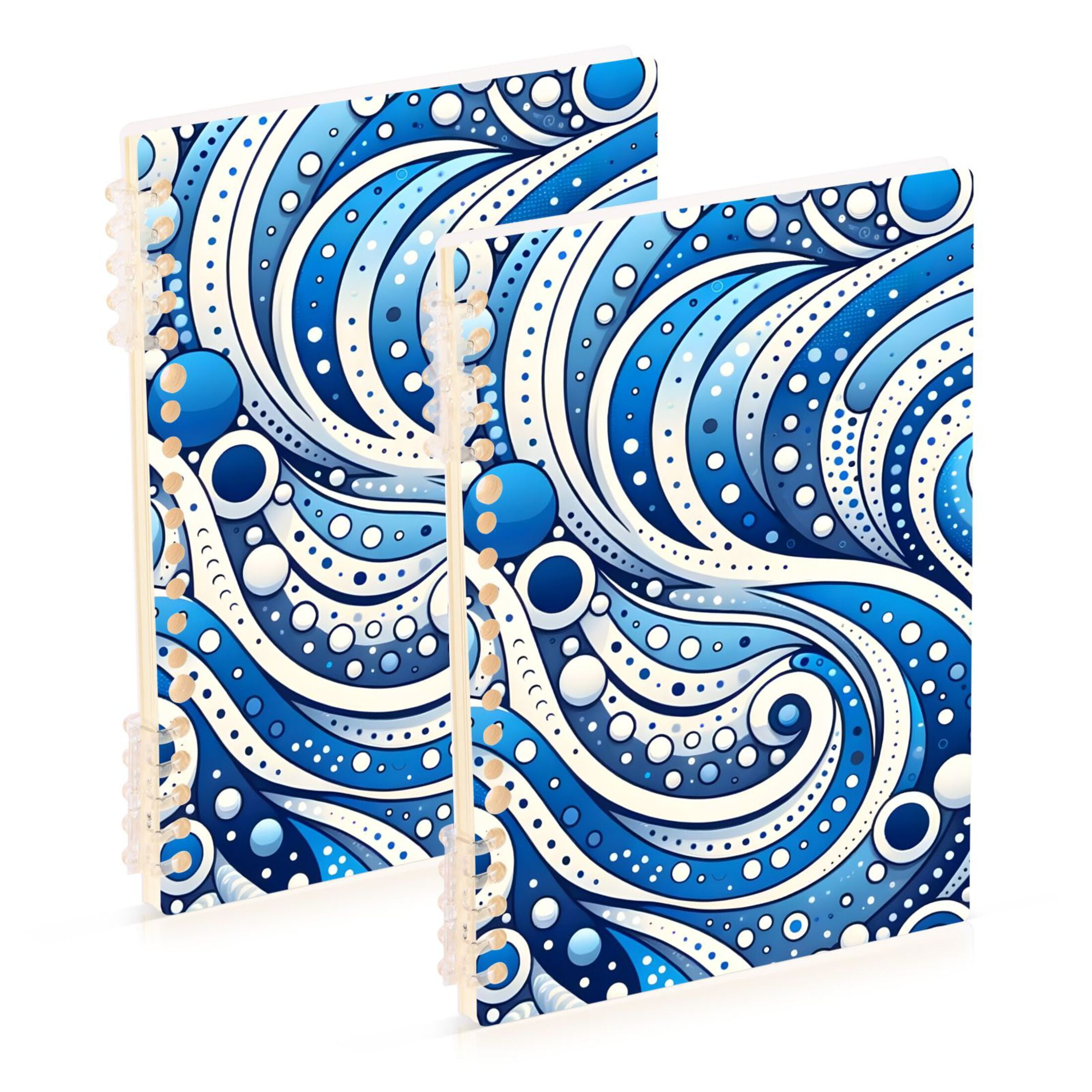 Blue White Partern Ring Binder Notebook Journey Note Diary College ...