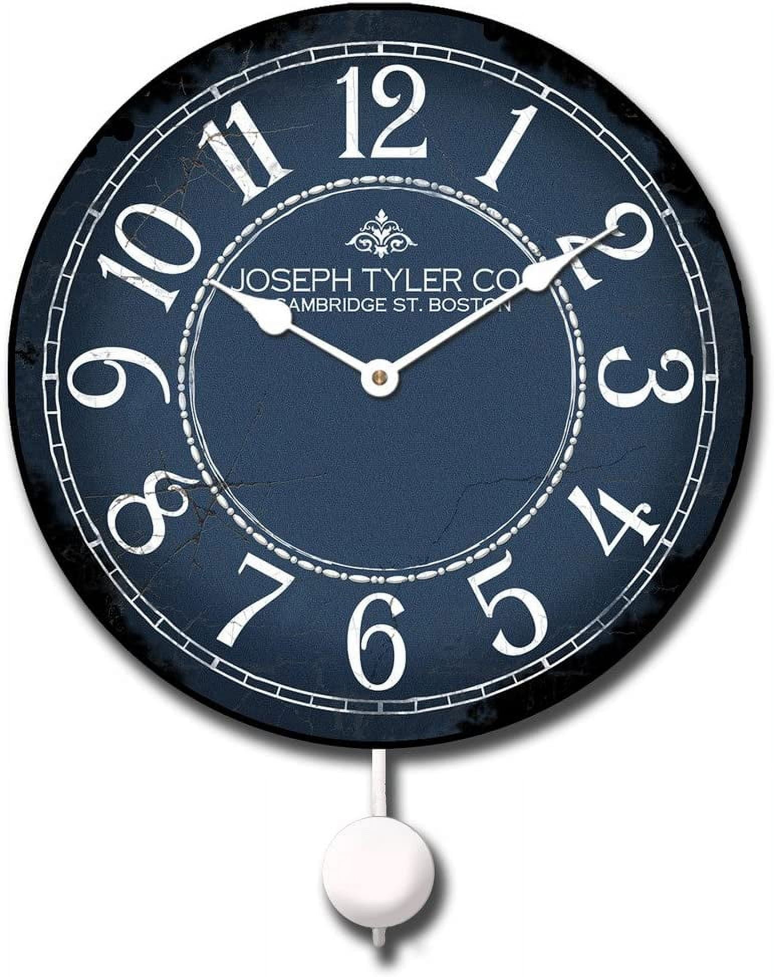 Blue & White Pendulum Wall Clock | Ultra Quiet Quartz Mechanism | Hand ...