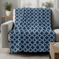 Blue White Plaid Fleece Throw Blanket Abstract Blue Morocco Texture ...