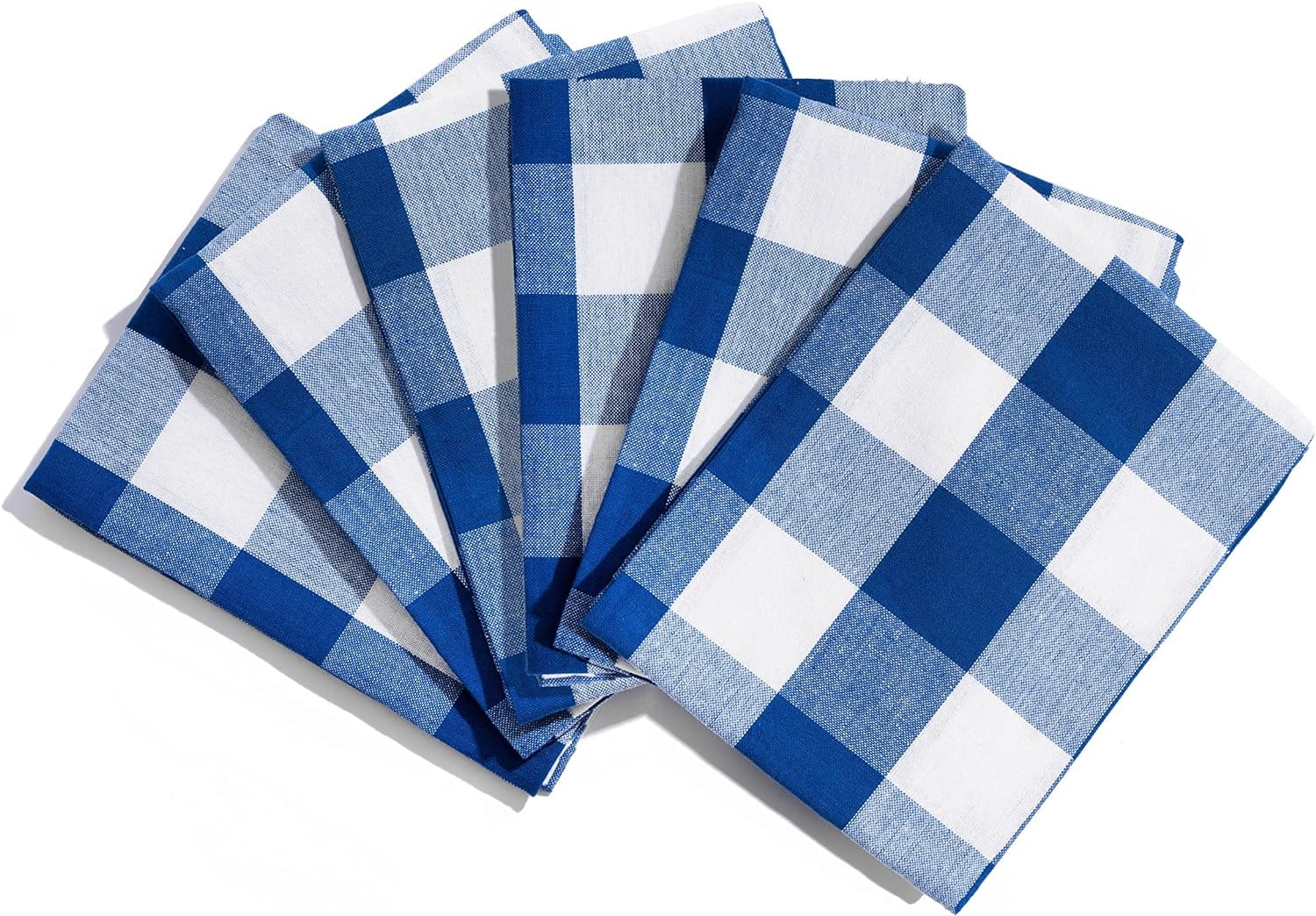 Blue and White Plaid Kitchen Towels - Set of 6 Blue Checkered, 100% ...