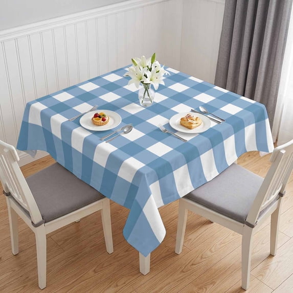 Blue White Plaid Table Cloth Waterproof Tablecloths, Gradient Geometric ...