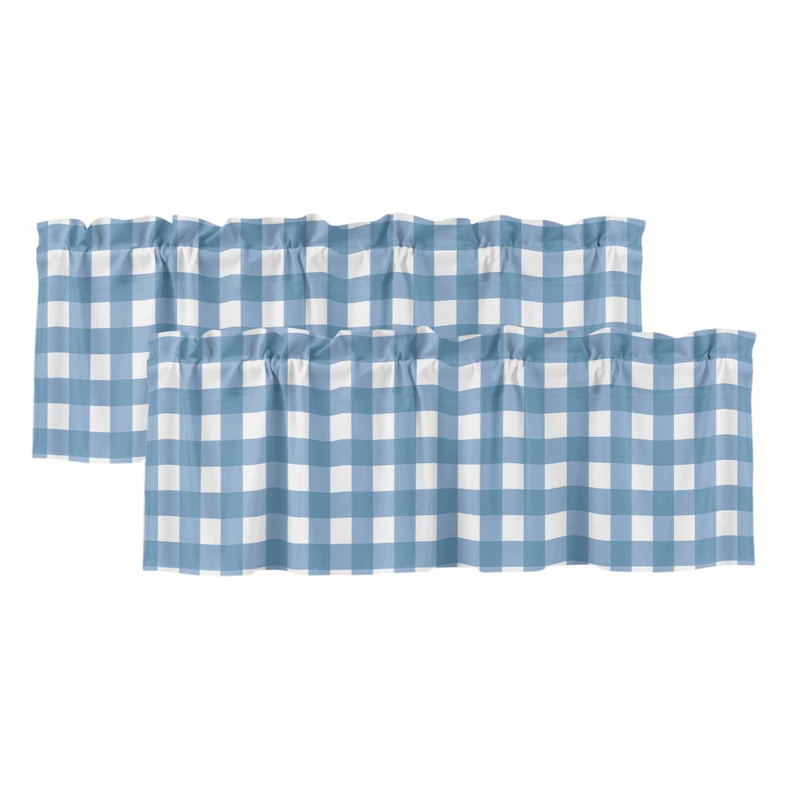 Blue White Plaid Valances for Windows, Decorative Rod Pocket Window ...