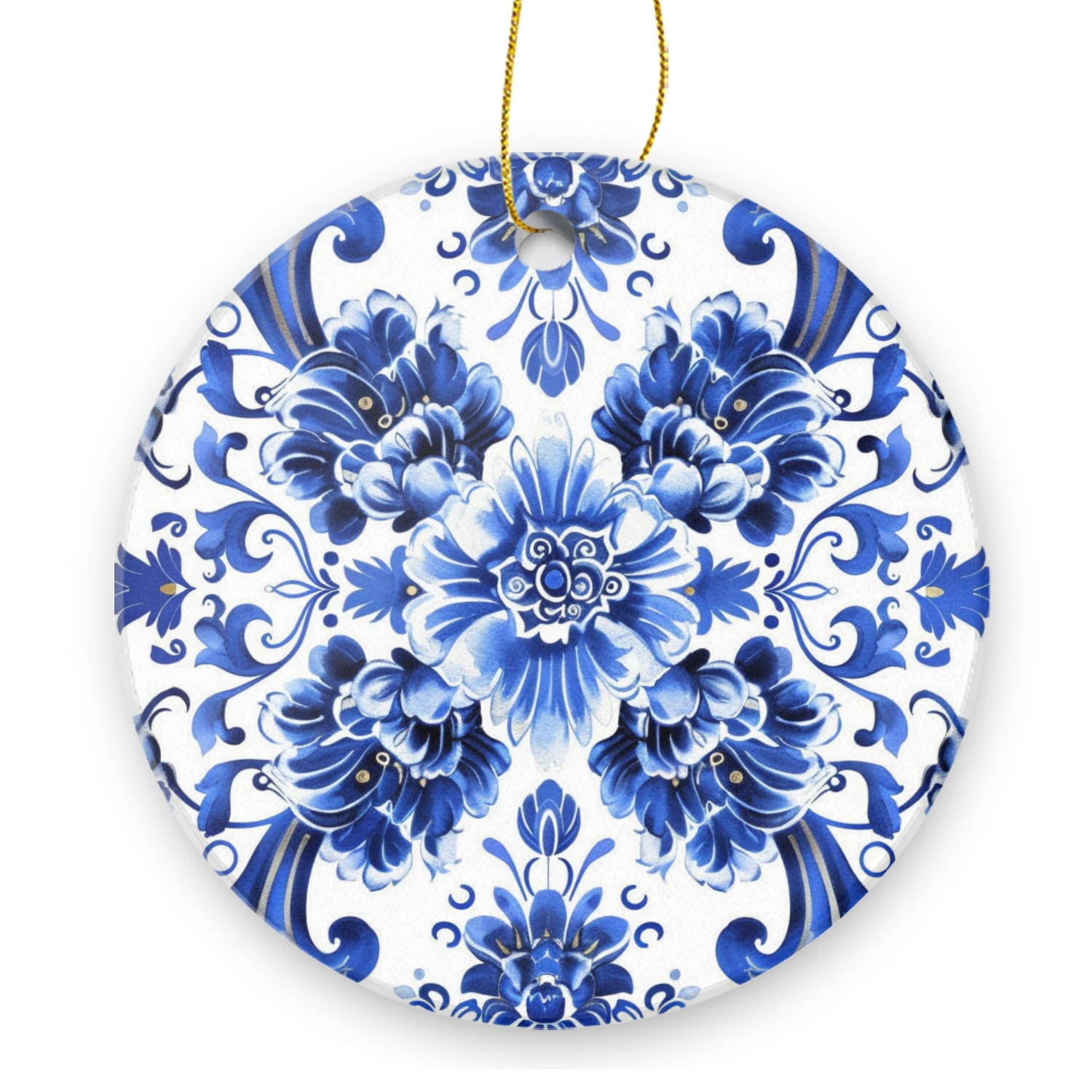 Blue And White Porcelain Pattern Symmetrical Composition - Christmas ...