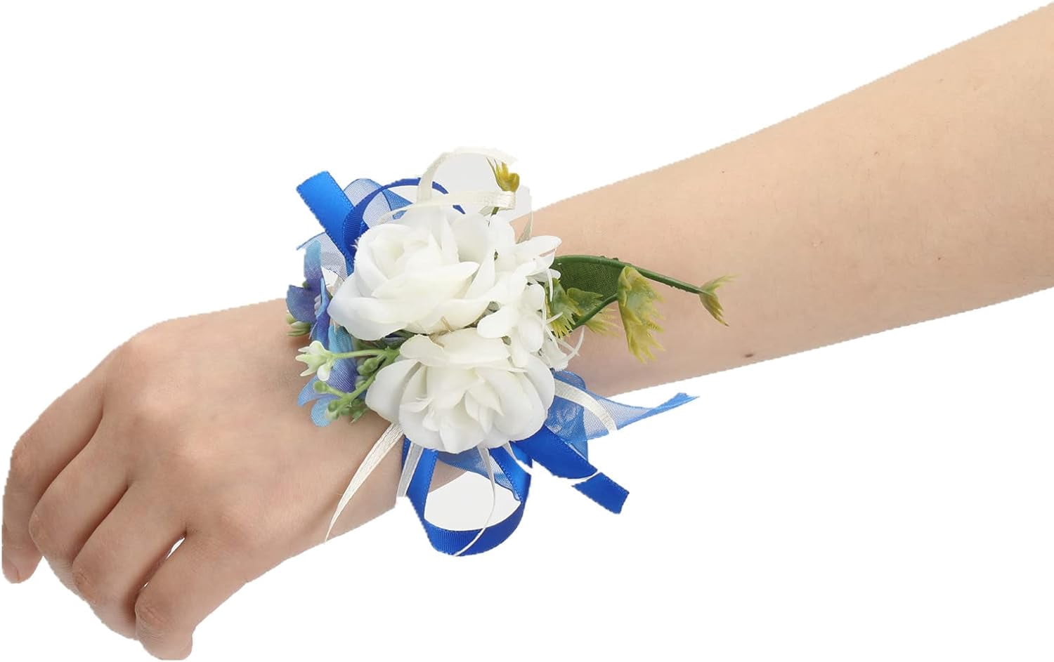 Blue White Prom Wrist Corsage, Set of 6, Corsages for Prom, Bridal Hand ...