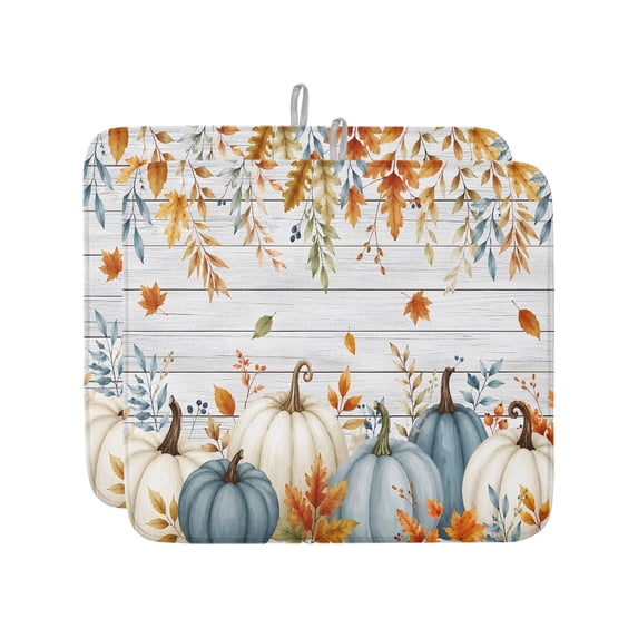 Blue White Pumpkins Fall Dish Drying Mat for Kitchen Counter ...