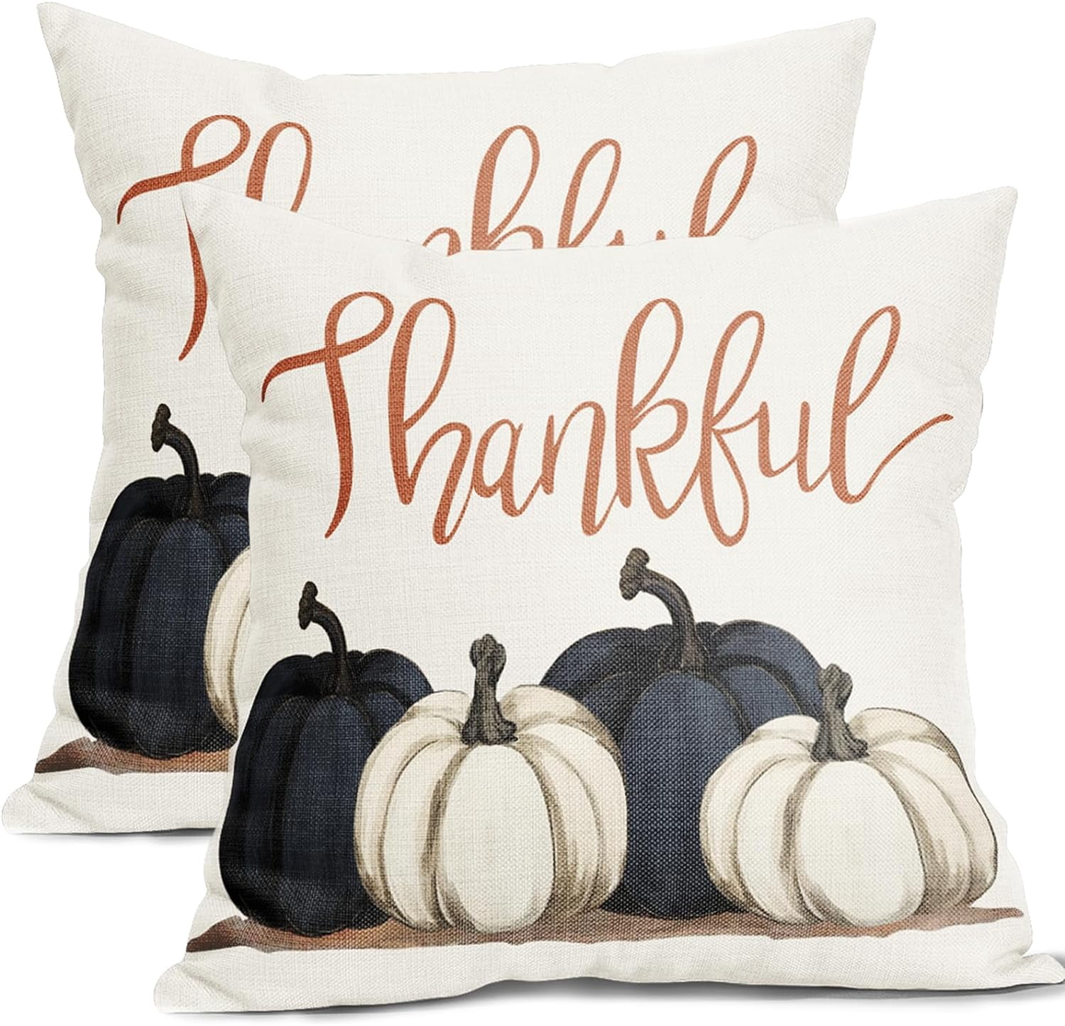Blue White Pumpkins Pillow Covers Fall Decorative Pillows 16x16 Set of ...