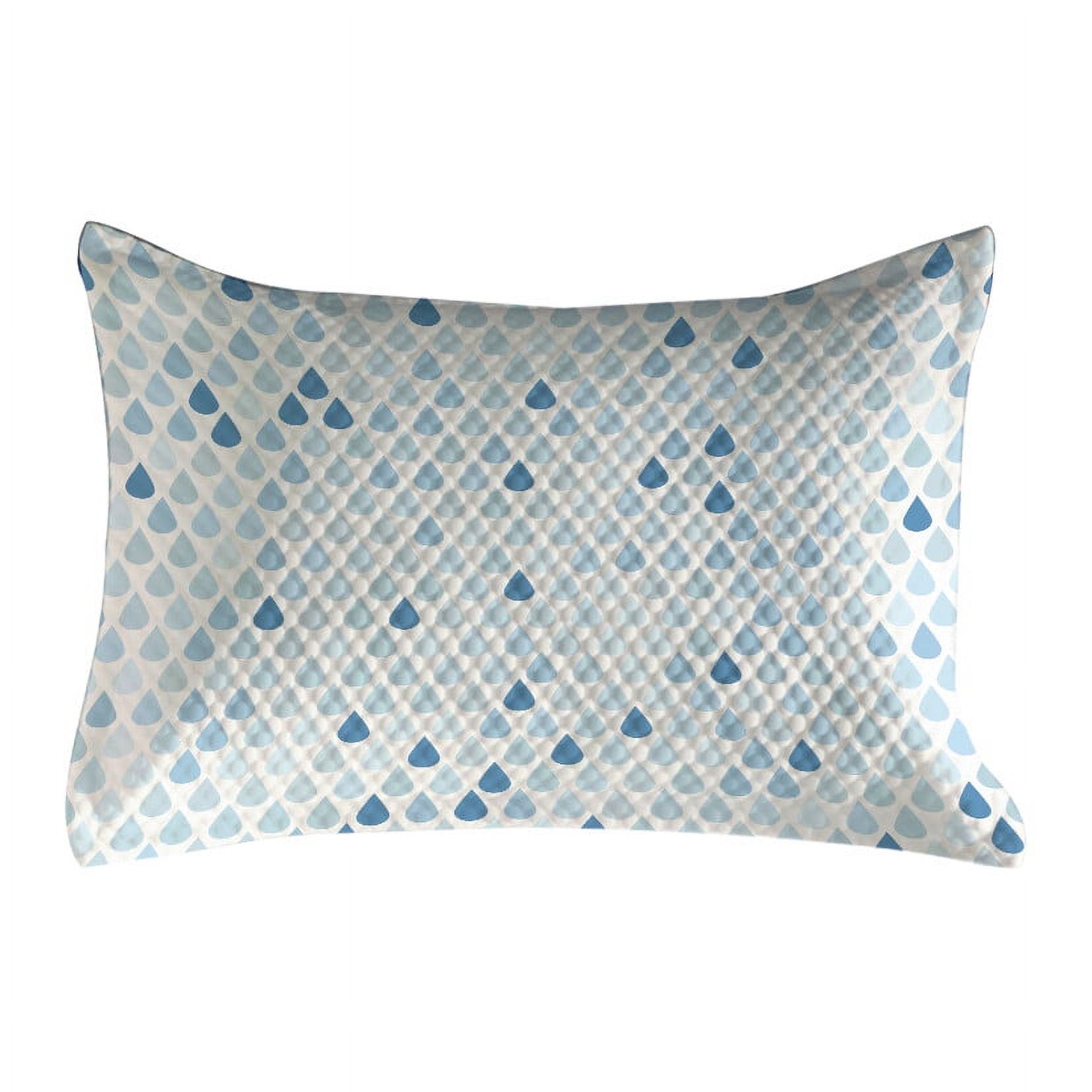 Blue and White Quilted Pillowcover, Minimalist Rain Drops Motive in ...