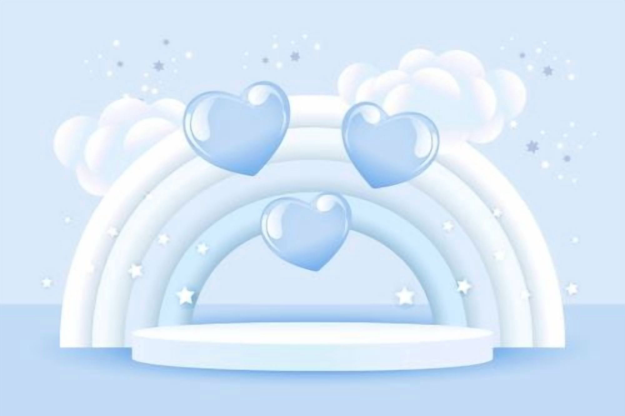 Blue & White Rainbow In Clouds Baby/Bridal Shower, Birthday Theme Photo ...