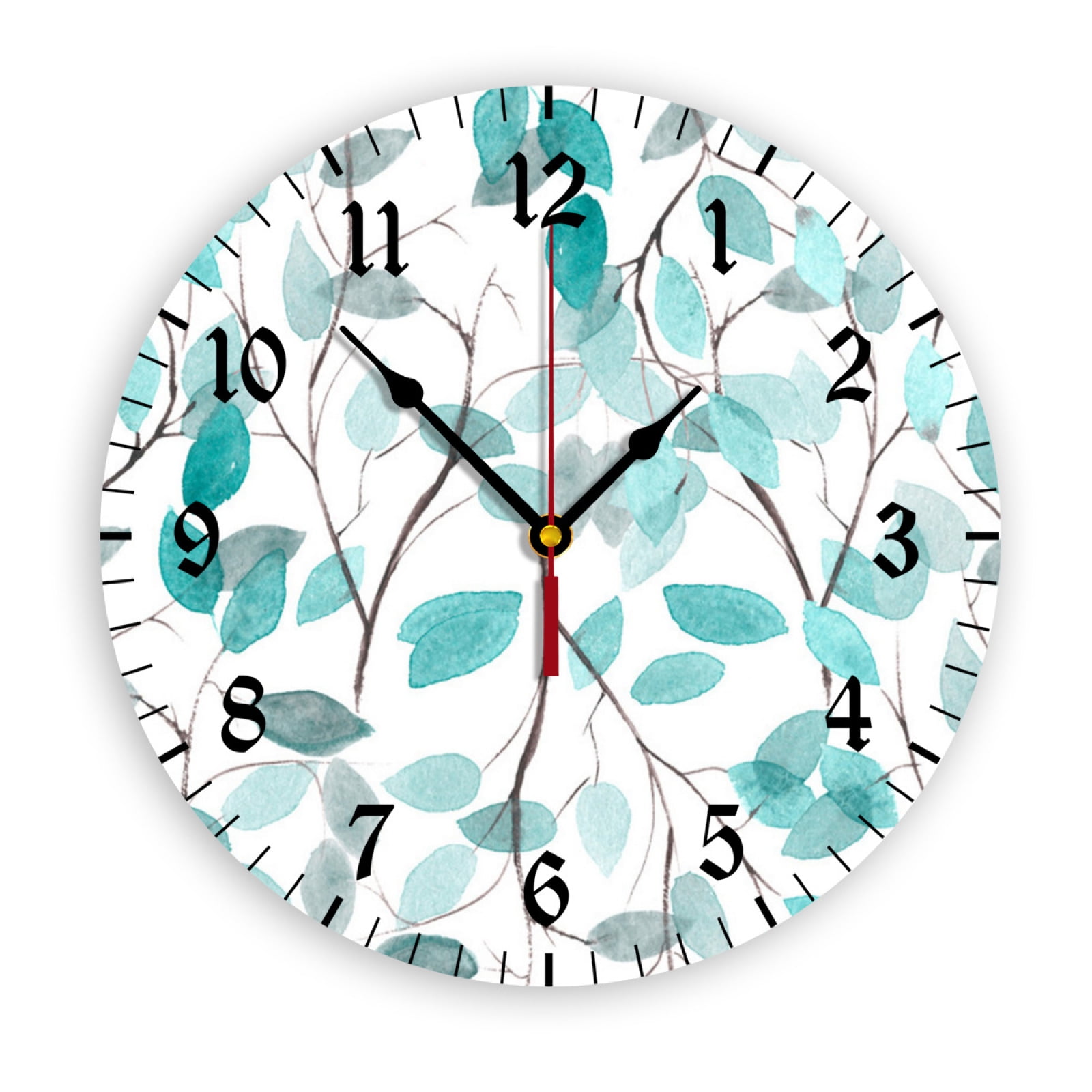 Blue and White Rattan Wall Clock, Battery Operated, PVC Round Silent ...