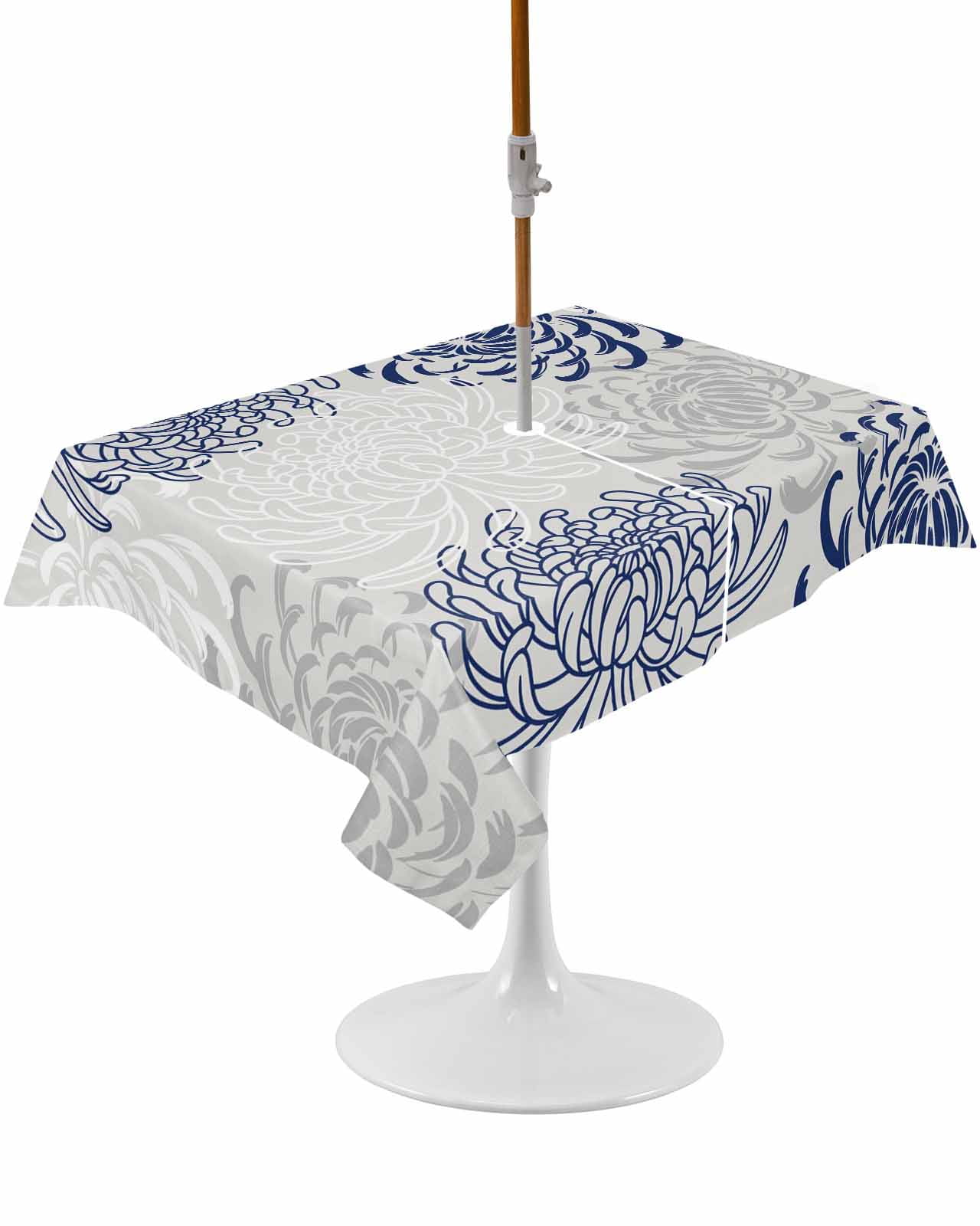Blue White Rectangle Outdoor Tablecloth, Waterproof Table Cloth Cover ...