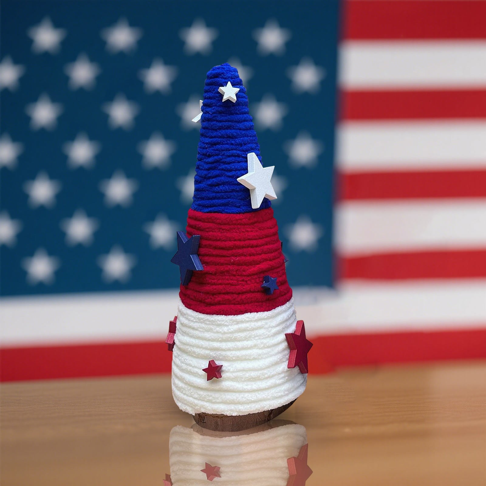 Blue, White and Red Large Independence Day Cone Ornament E, "Independence Day Shaped Decor Set 9 ...