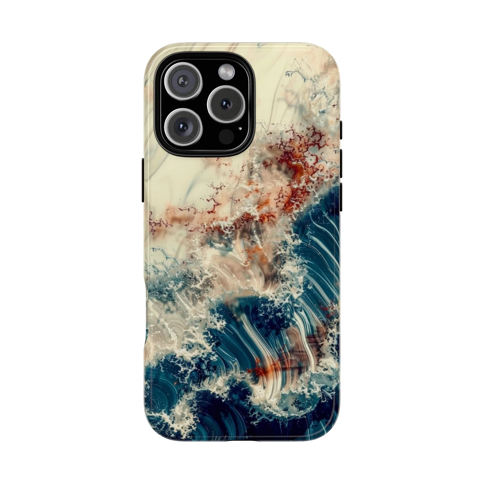 Blue White Resin Wave Art Phone Case for iPhone Case 17 11 12 13 14 15 ...