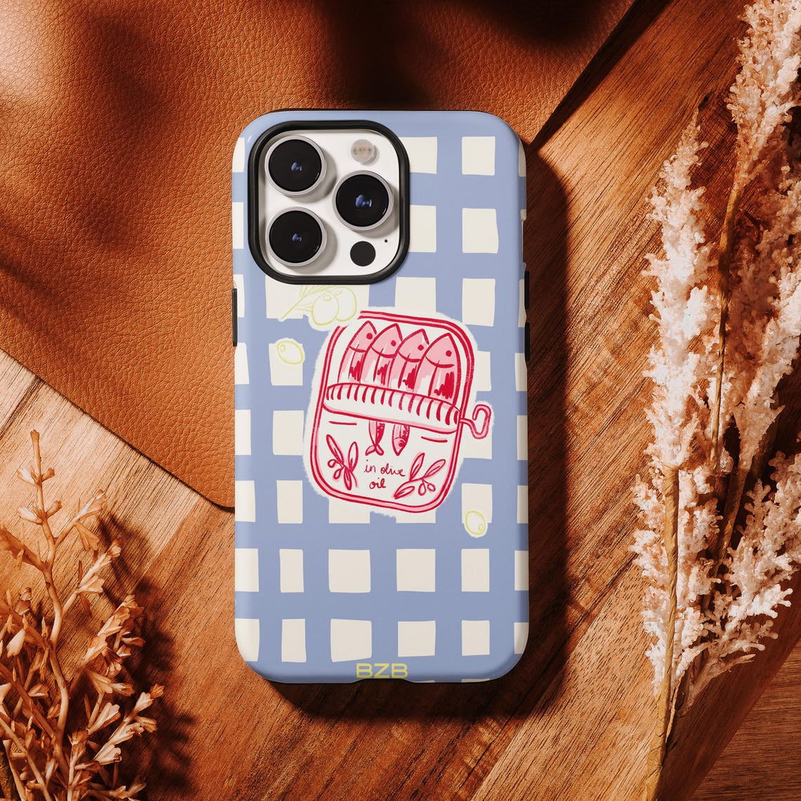 Blue White Sardine Retro Phone Case Funky Coastal Design with iPhone 17 ...