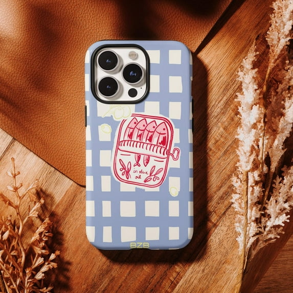 Blue White Sardine Retro Phone Case Funky Coastal Design with iPhone 17 ...