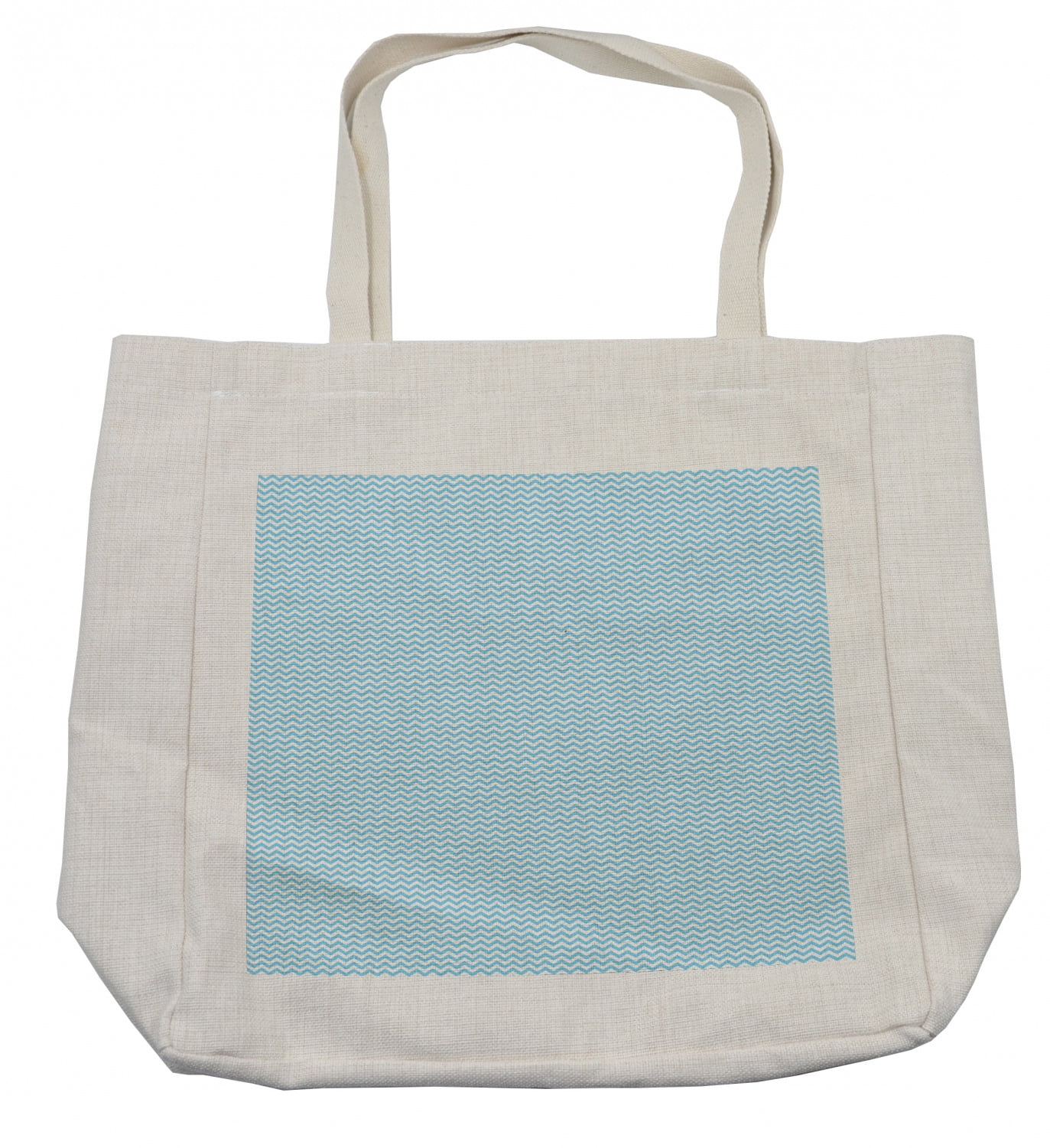 Blue and White Shopping Bag, Horizontal Zigzag Chevron Pattern Retro ...