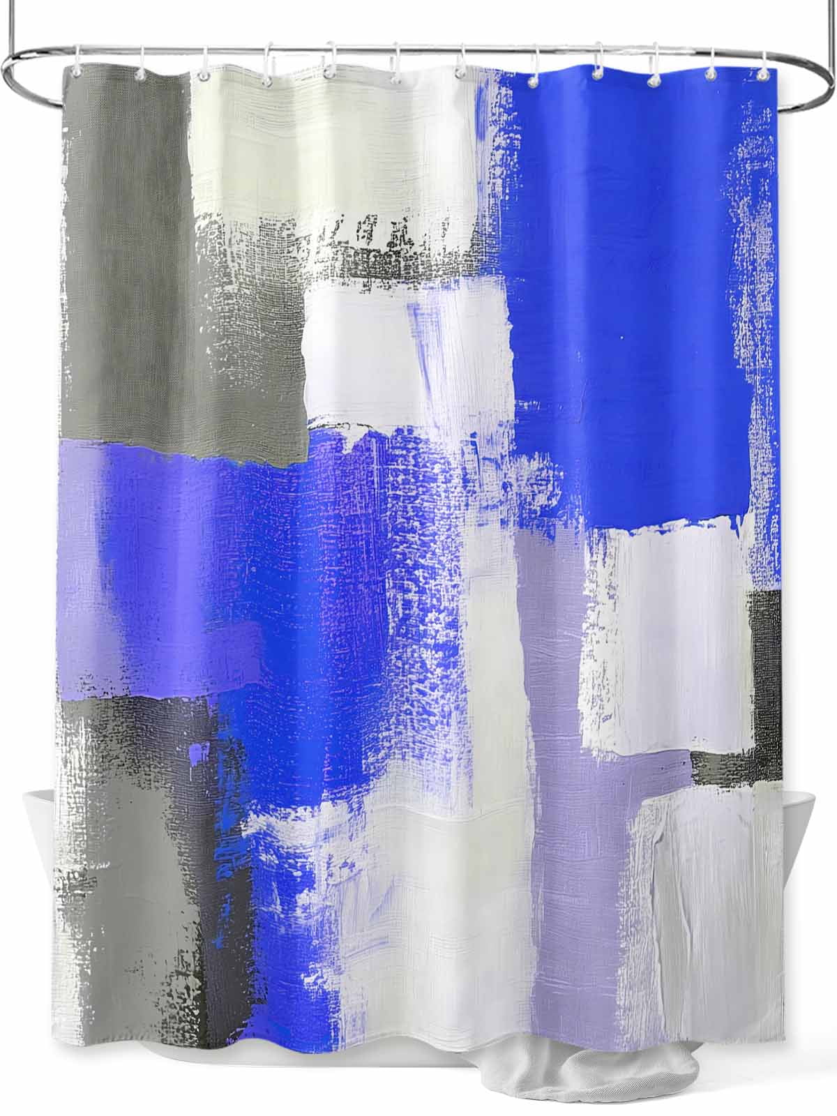 Blue White Shower Curtain Set with Hook Washable Cloth Polyester Fabric ...