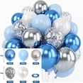 Blue White Silver Balloons Set, 12 Inch Party Latex Balloon for ...