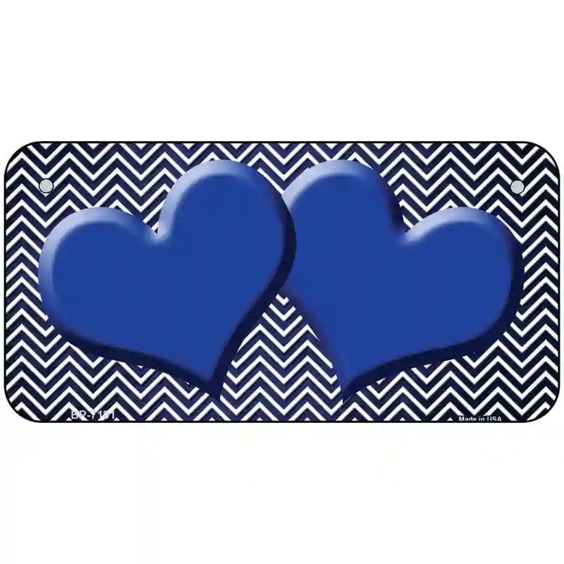 Blue White Small Chevron Hearts Oil Rubbed Metal Novelty License Plate ...