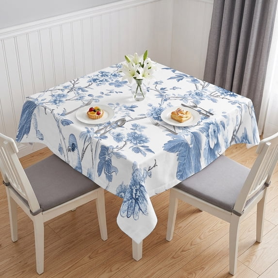 Blue White Spring Floral Table Cloth Waterproof Tablecloths, Summer ...