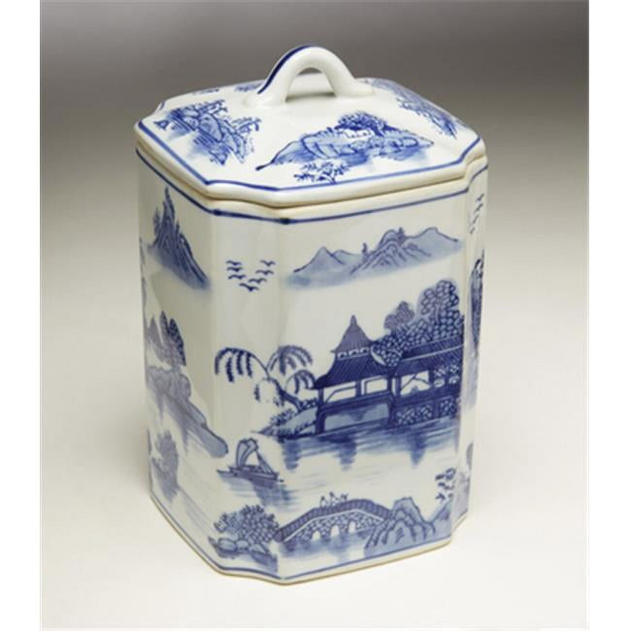 Blue & White Square Jar with Lid - Walmart.com