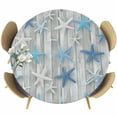 Blue White Starfish Round Tablecloth 45-54 Inch Round Fitted Table ...