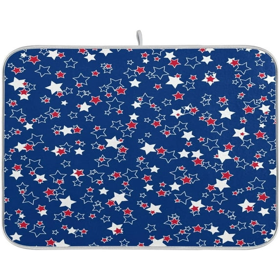 Blue White Stars Dish Drying Mat 16x18 Absorbent Dishes Pad Dish ...