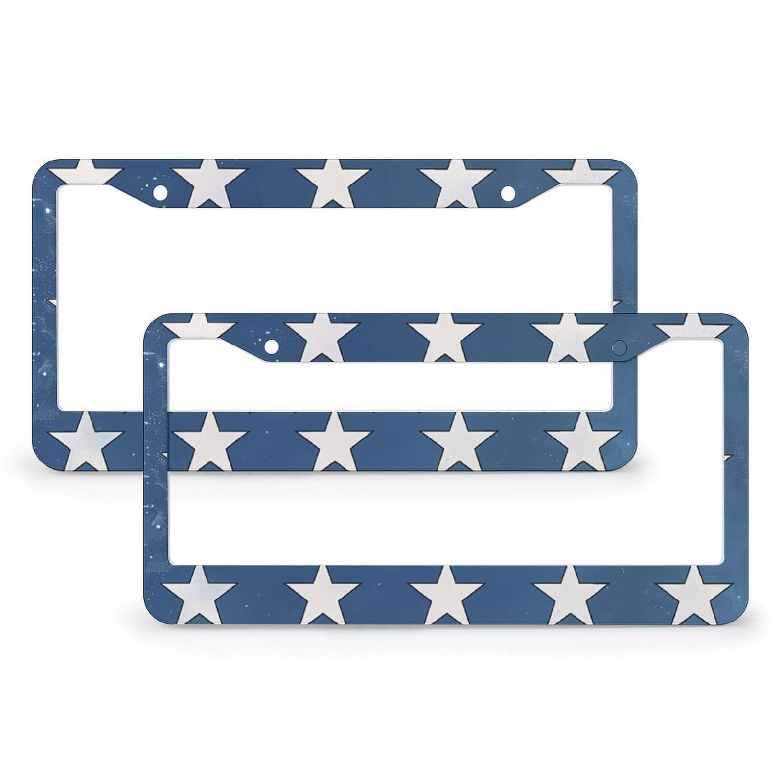 Blue And White Stars Pattern License Plate Cover 2 Pack 4th of July ...