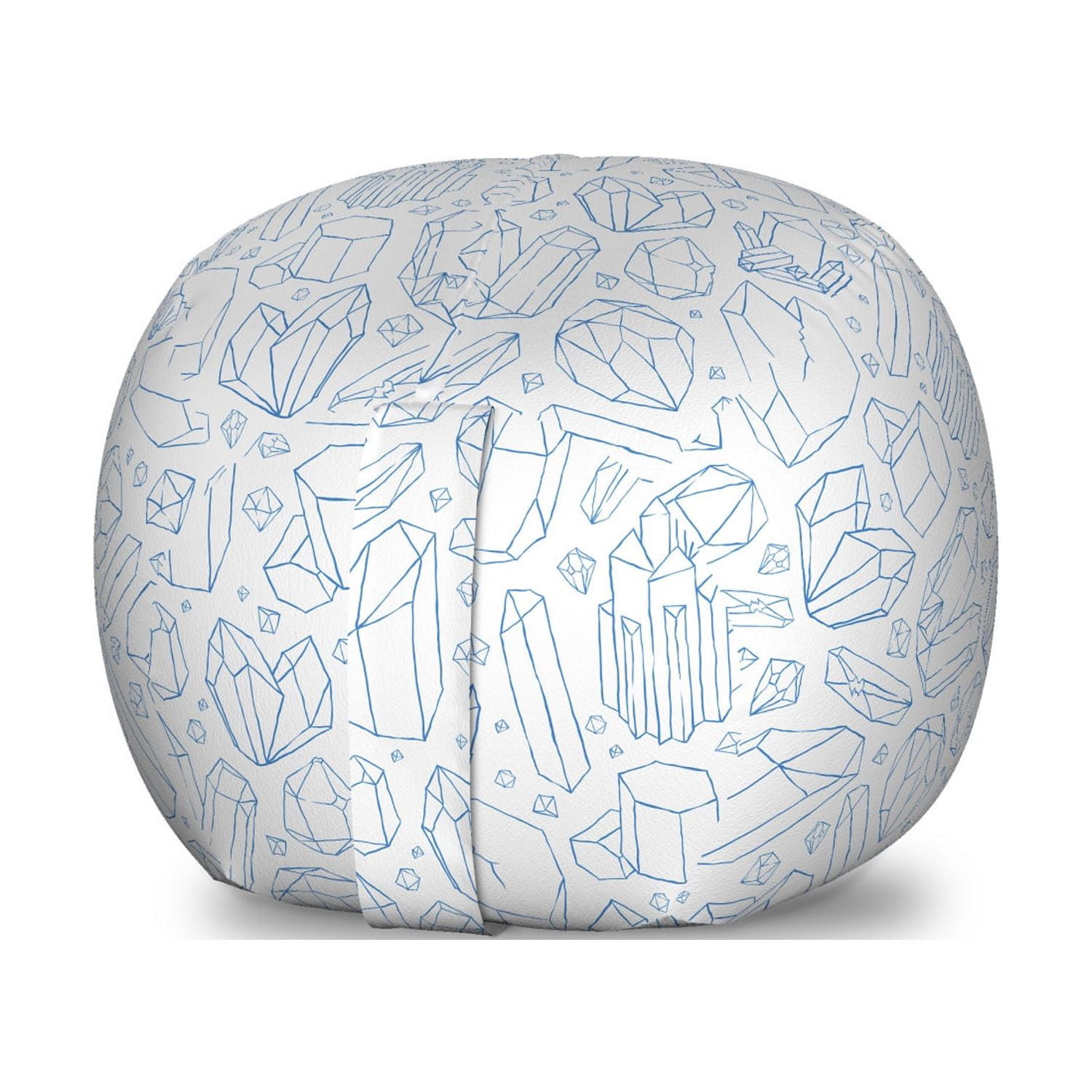 Blue and White Storage Toy Bag Chair, Hand Drawn Style Crystals in ...
