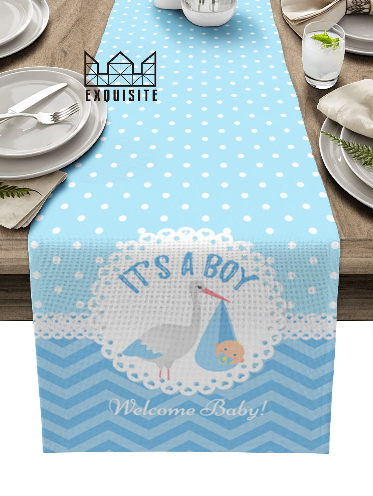 Blue White Stork This Is A Boy Table Runner Decoration Home Decor ...