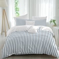 Blue White Stripe Pattern Bedding Duvet Cover Set Twin Size 4 Pieces ...